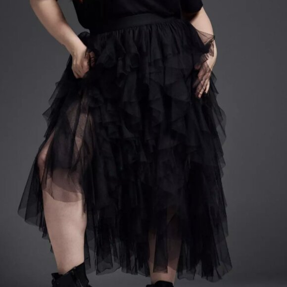 Nightfall Torrid | Skirts | Torrid Nightfall Deep Black Layered Midi ...